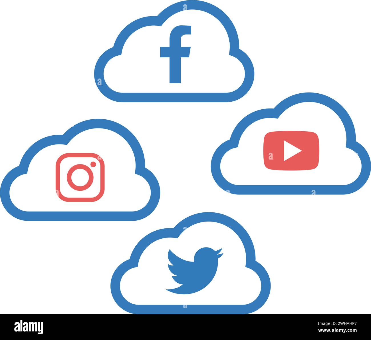 Social Media Clouds icon. Fully editable vector EPS use for printed materials and infographics ...