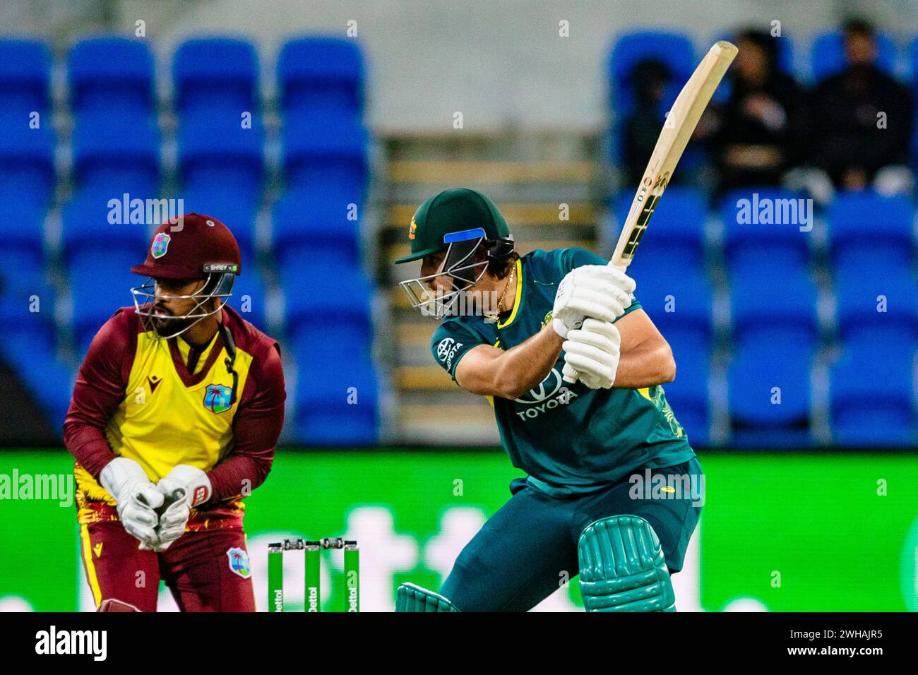 Hobart, Australia. 09th Feb, 2024. Tim David batting for Australia ...