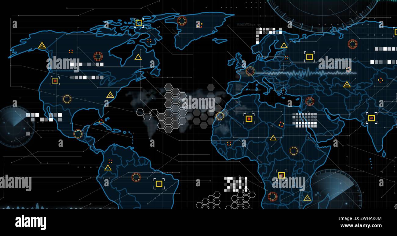 Image of statistics and data processing over world map Stock Photo - Alamy