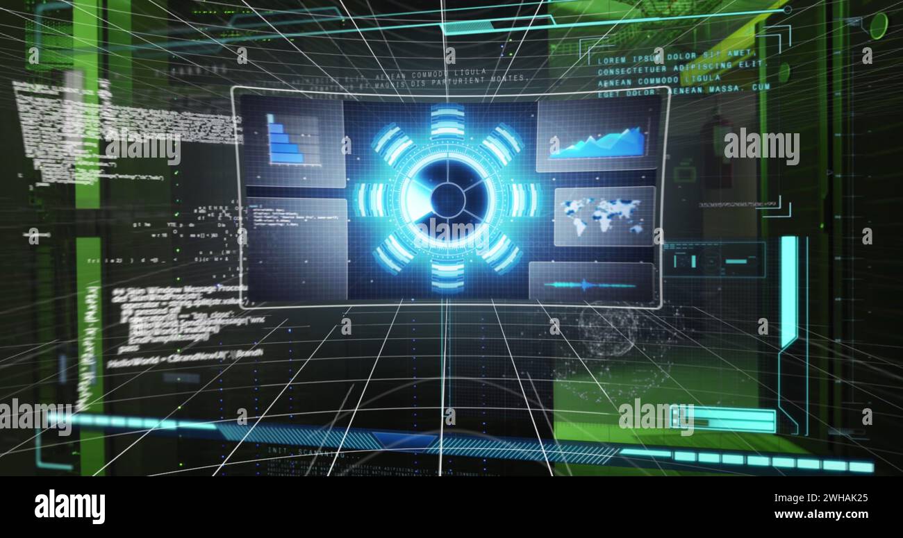 Image of computing data processing over screens Stock Photo - Alamy