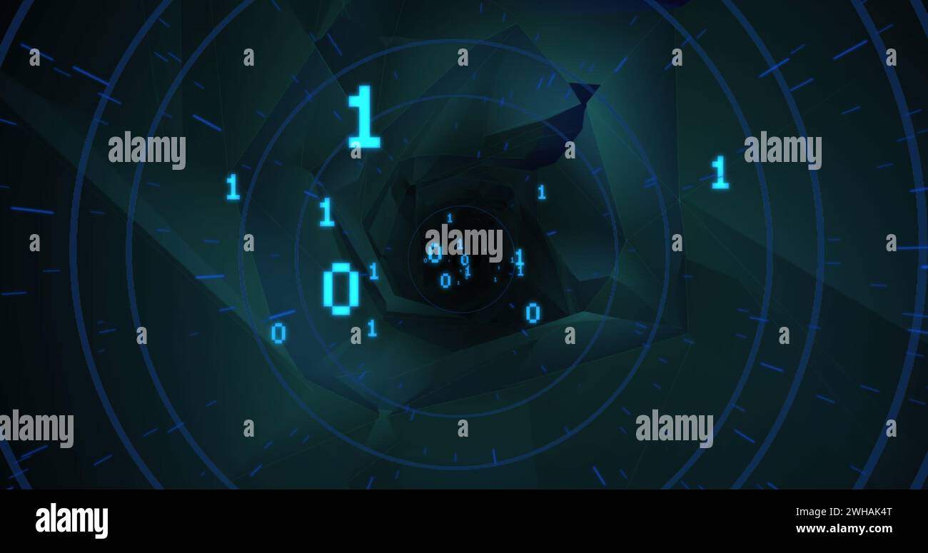 Image of digital screen with binary code and shapes Stock Photo - Alamy
