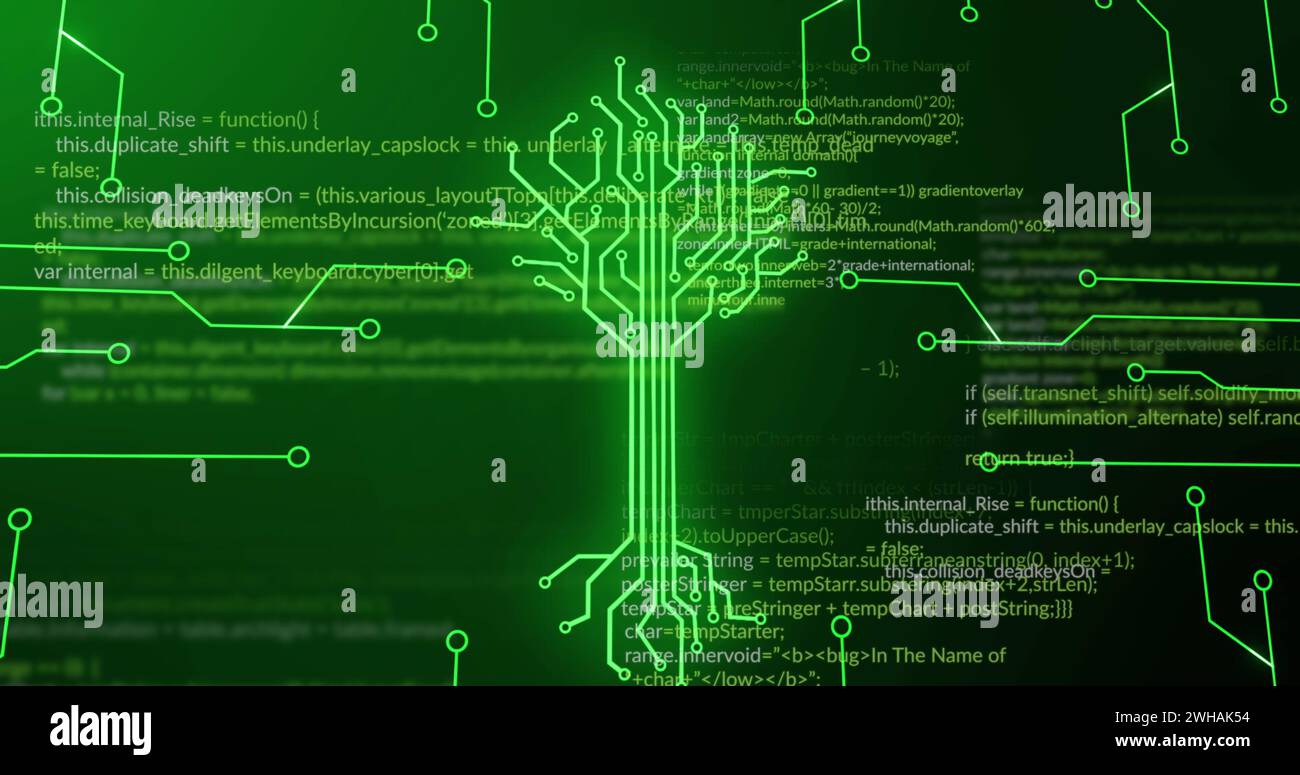 Image of integrated circuit over data processing on digital screen ...