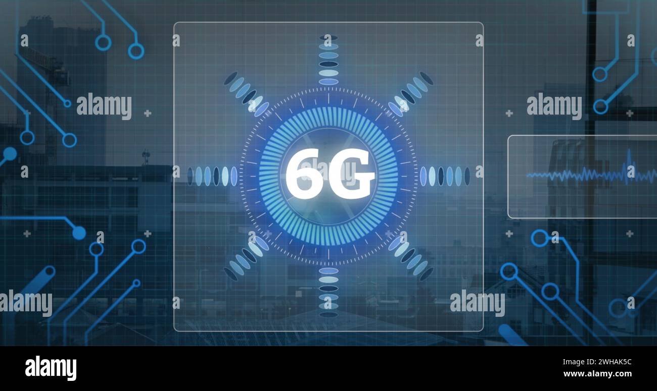 Image of 6g text, data processing and computer circuit board Stock ...