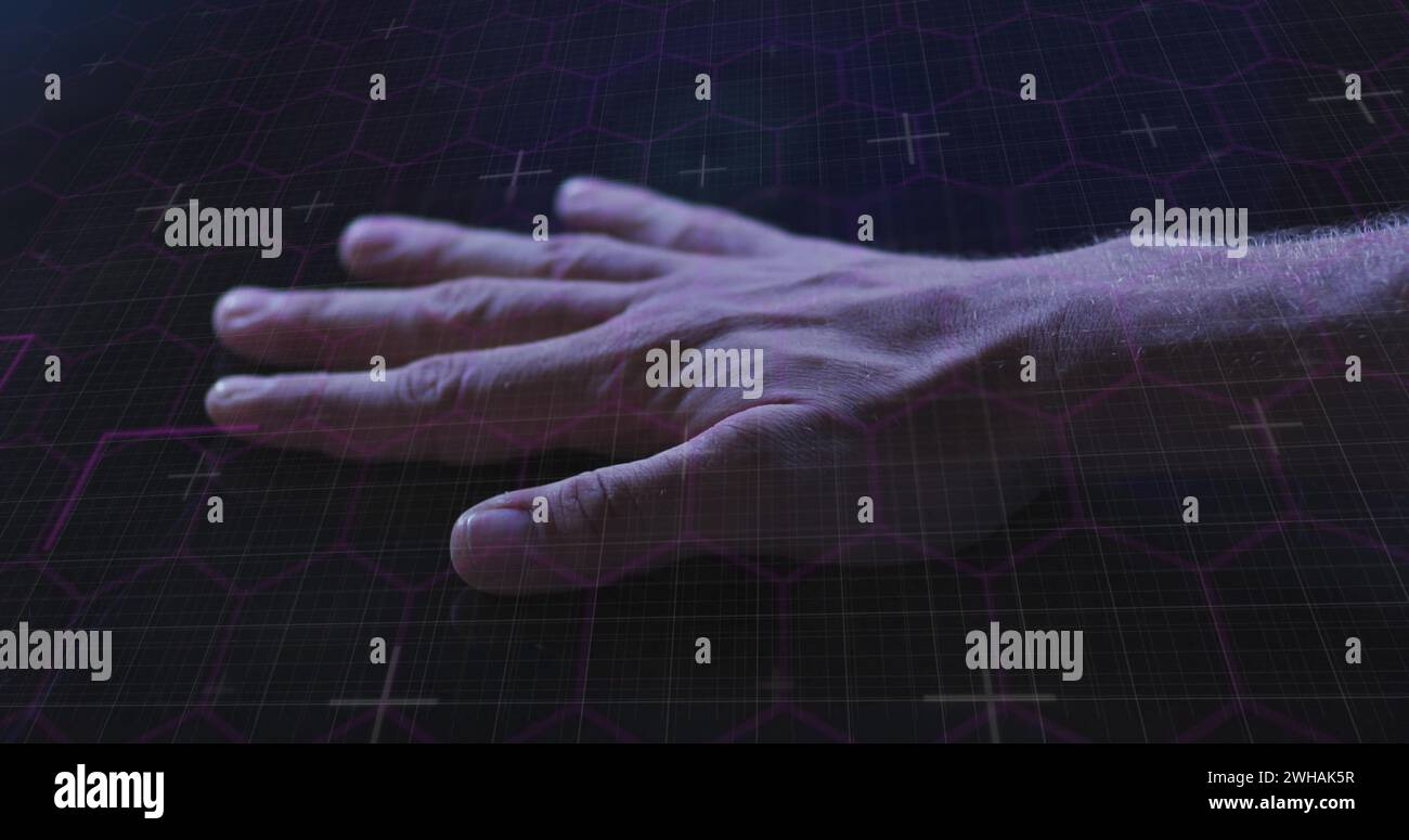 Image of data processing and biometric hand reading Stock Photo - Alamy