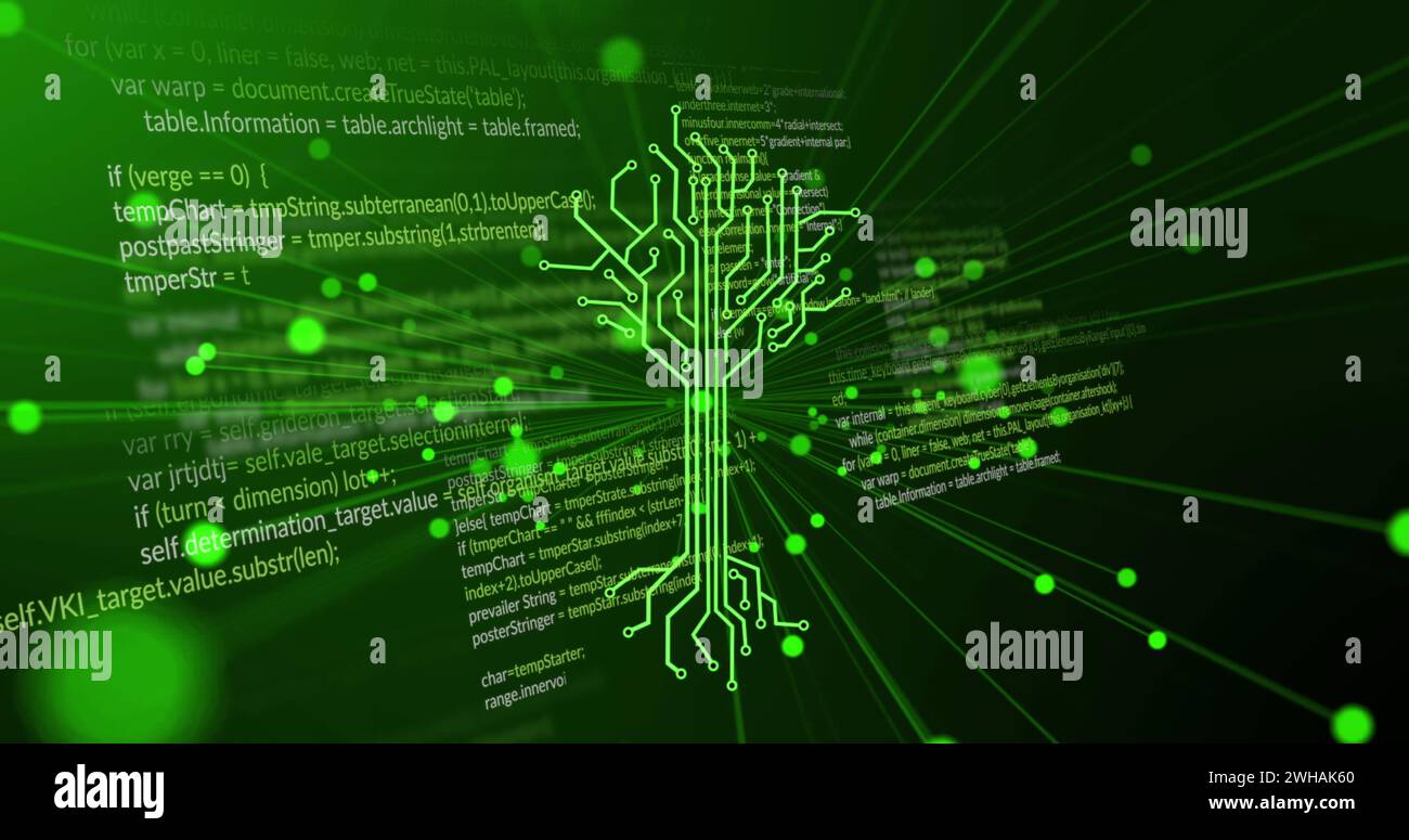 Image of integrated circuit over data processing on digital screen ...