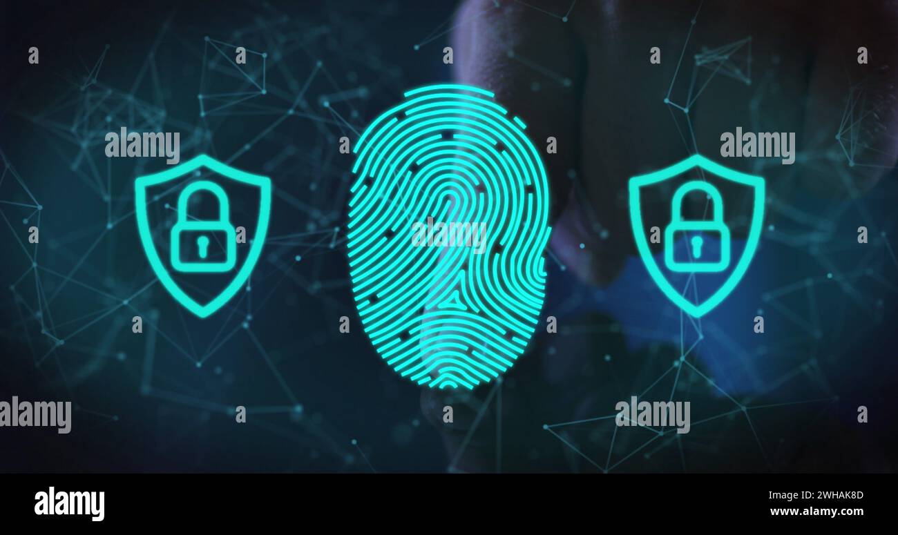 Image of data processing and biometric finger reading Stock Photo - Alamy