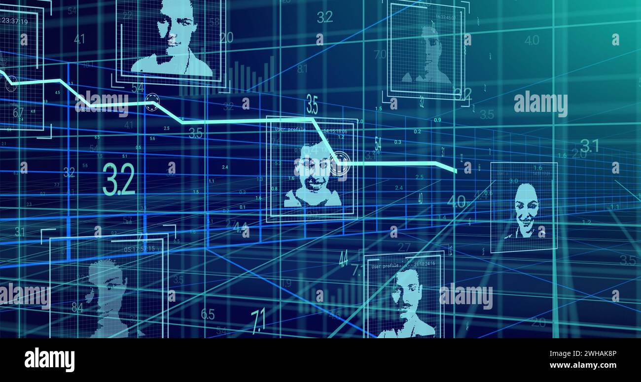 Image of data processing over grid Stock Photo - Alamy