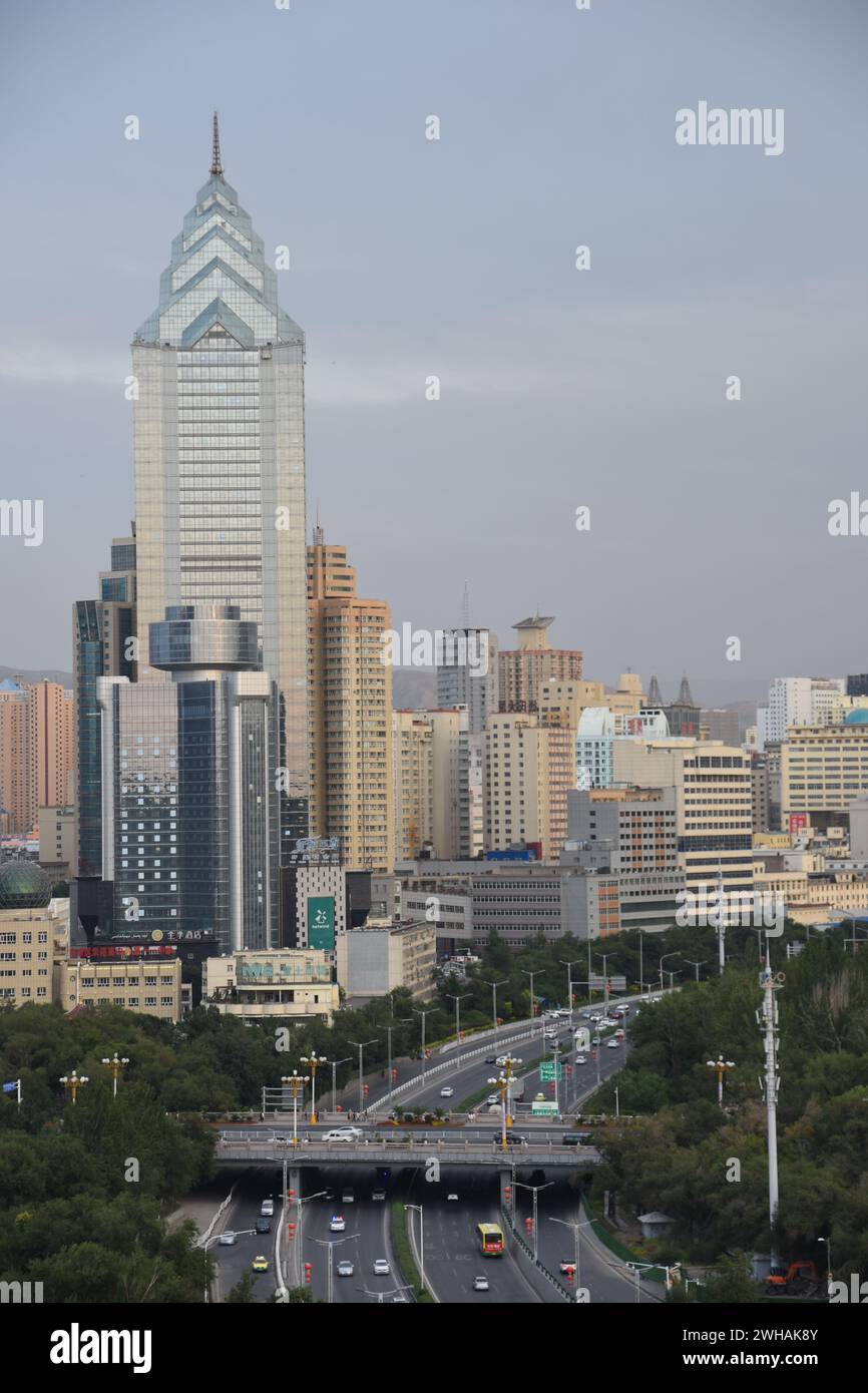 High-rise buildings in the center of Urumqi, Xinjiang Uygur Autonomous ...