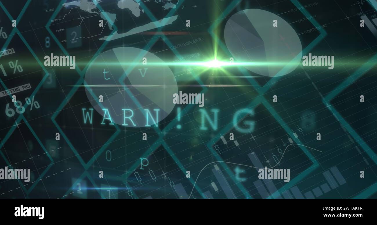 Image of cyber attack warning text with data processing on green background Stock Photo - Alamy