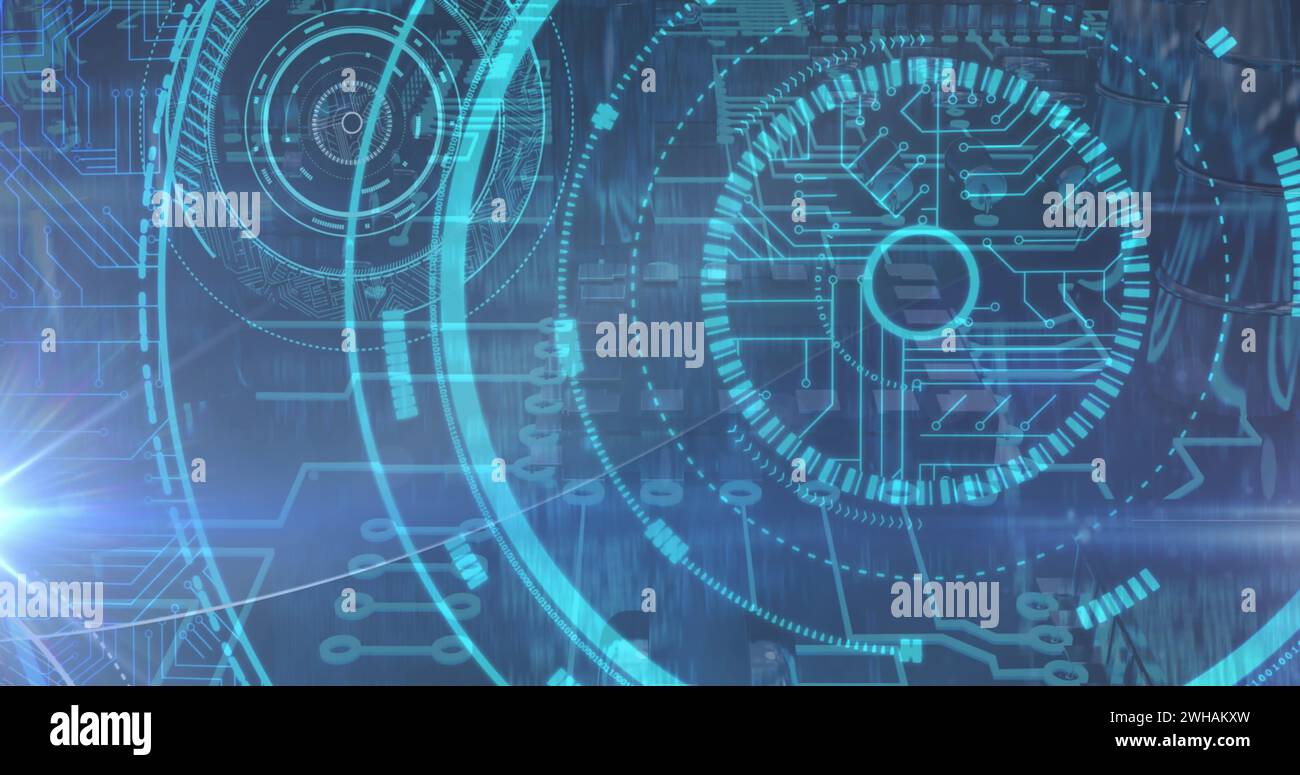 Image of scope scanning over computer circuit board elements Stock Photo - Alamy
