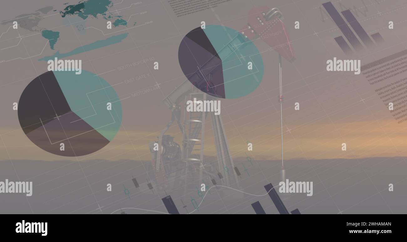 Image of graphs over pump jack Stock Photo - Alamy