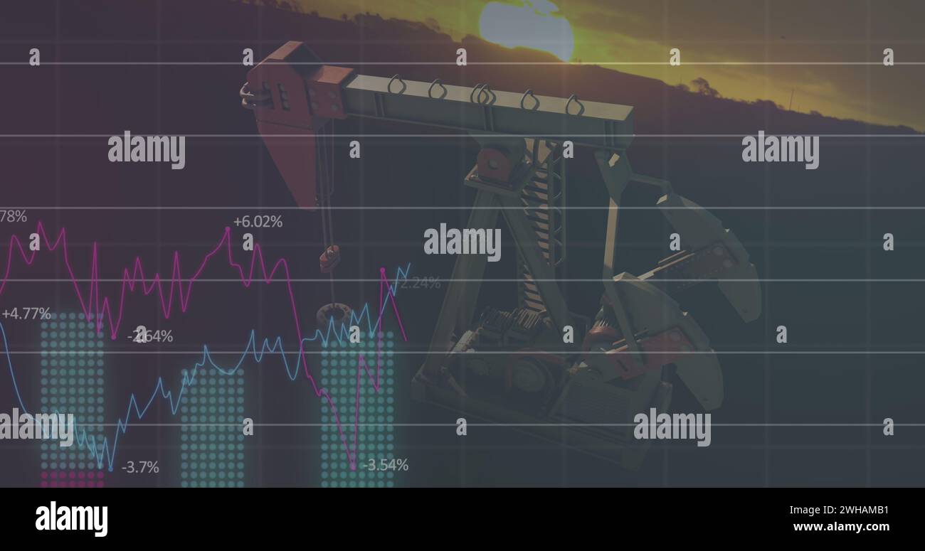 Image of graphs over pump jack Stock Photo - Alamy