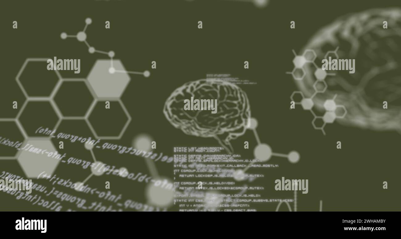 Image of chemical icons and data processing on green background Stock ...