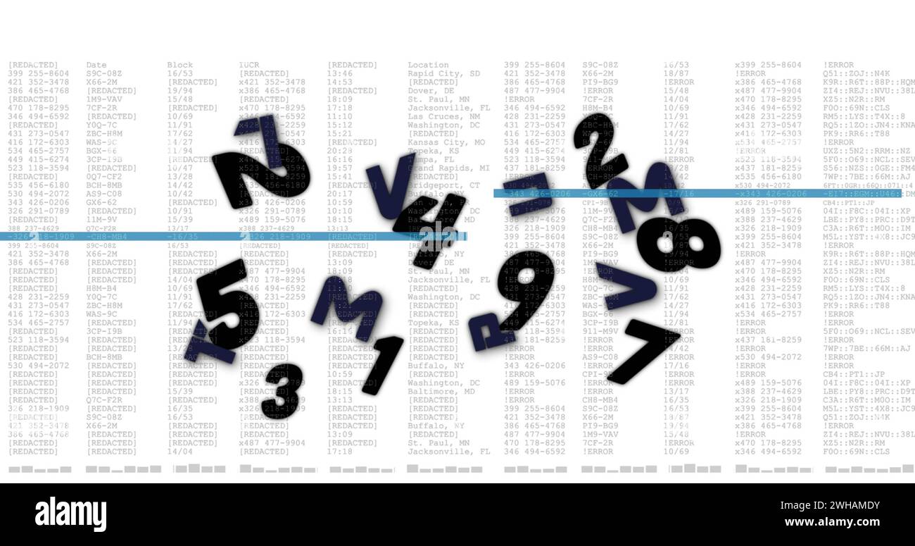 Image of numbers and data processing on white background Stock Photo ...