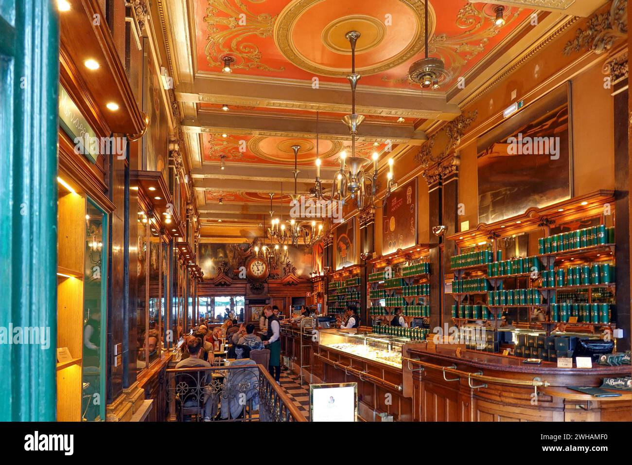 Portugal, Lisbon, Interior of the historic coffee house ' A Brasileira ...