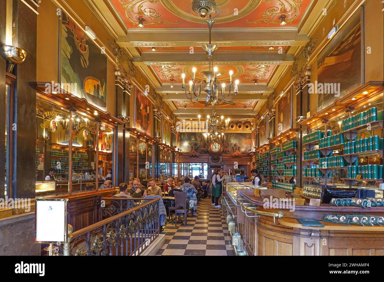 Portugal, Lisbon, Interior of the historic coffee house ' A Brasileira ...