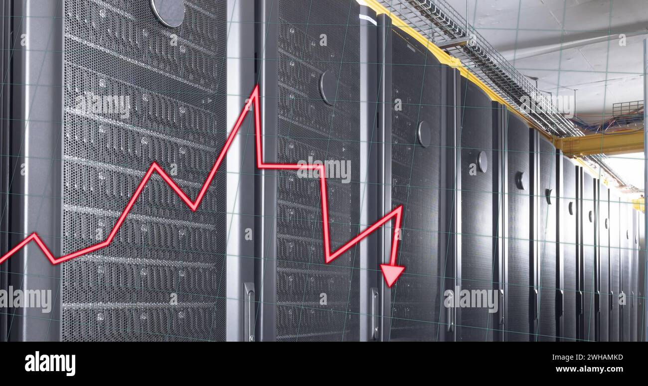 Image of graphs over servers Stock Photo - Alamy