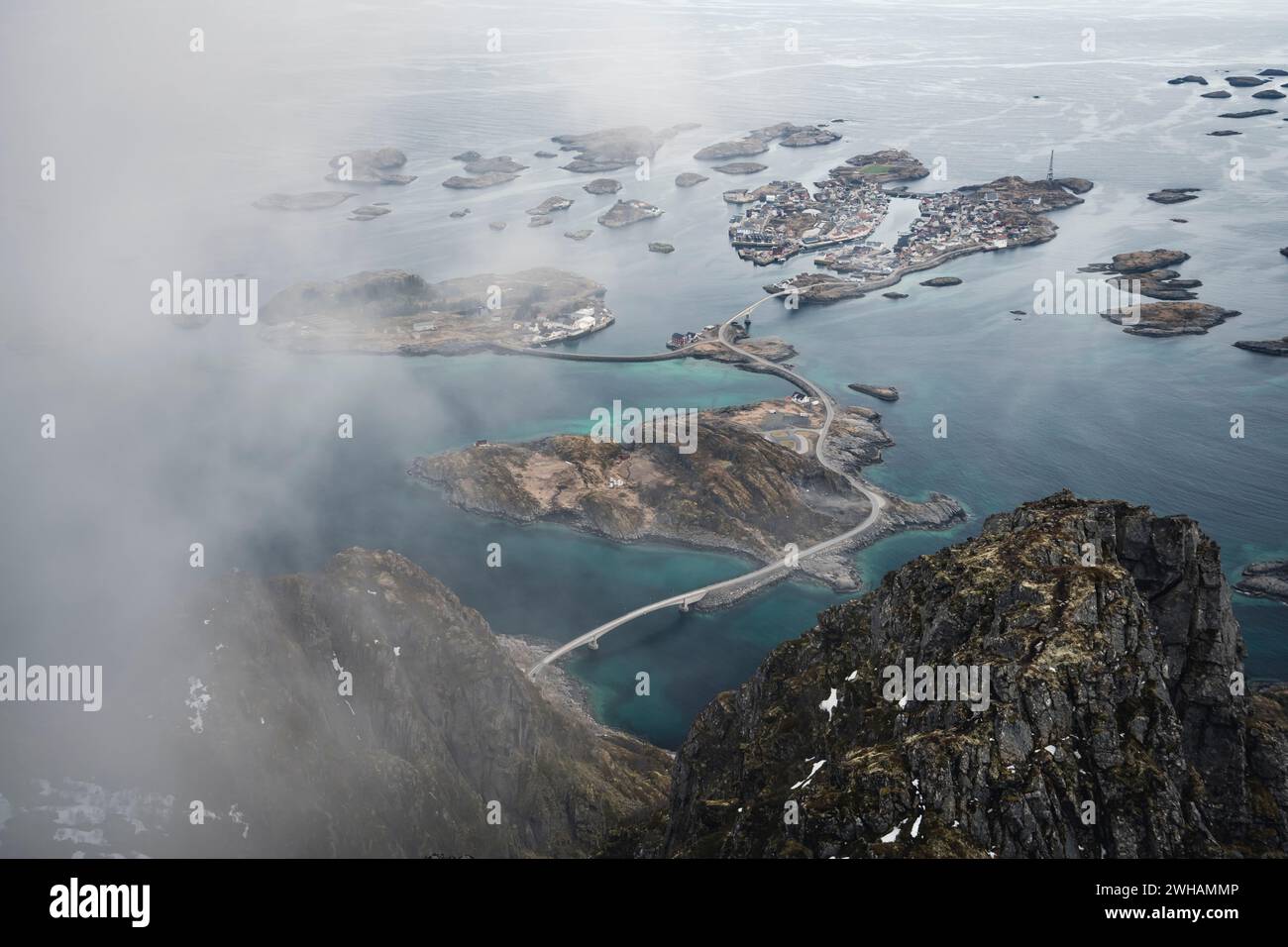 Aerial view of bridge over ocean connecting islands Stock Photo - Alamy