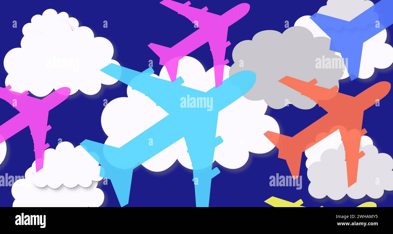 Image of colorful planes over clouds Stock Photo - Alamy