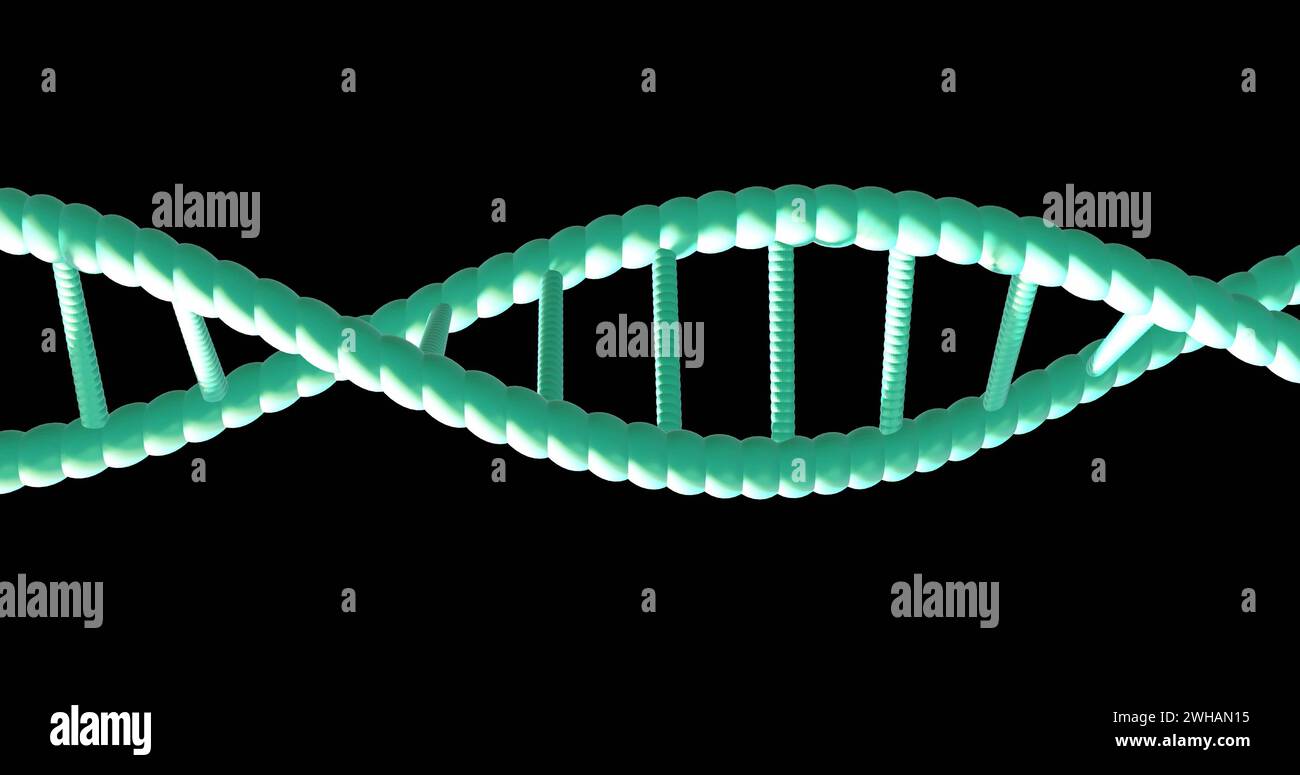 Image of dna strand spinning with copy space over black background ...