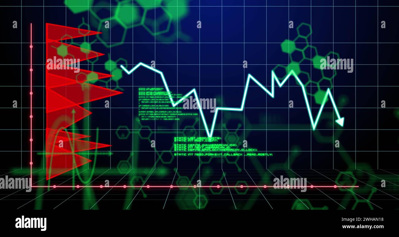 Image of graphs and scientific data over navy background Stock Photo ...