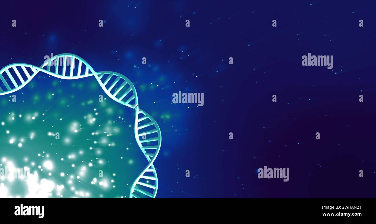 Image of dna strand spinning with copy space over blue and black ...