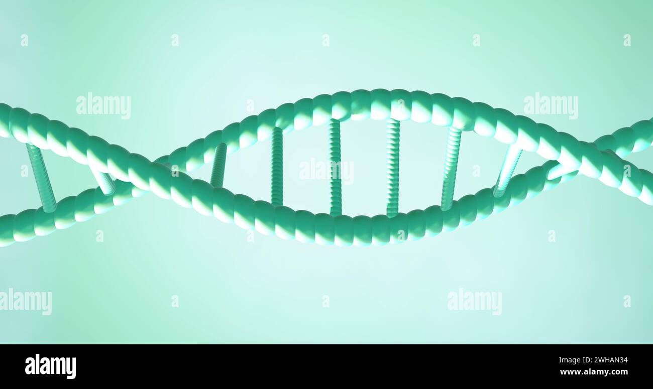 Image of dna strand spinning with copy space over green background ...