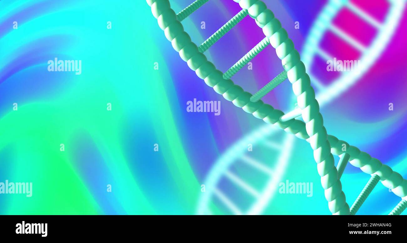 Image of dna strands on colourful background Stock Photo - Alamy