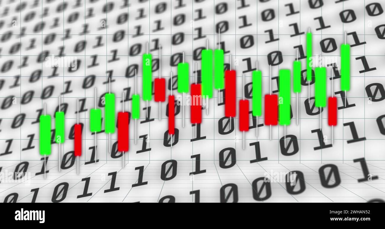 Image of graphs and binary code on white background Stock Photo - Alamy