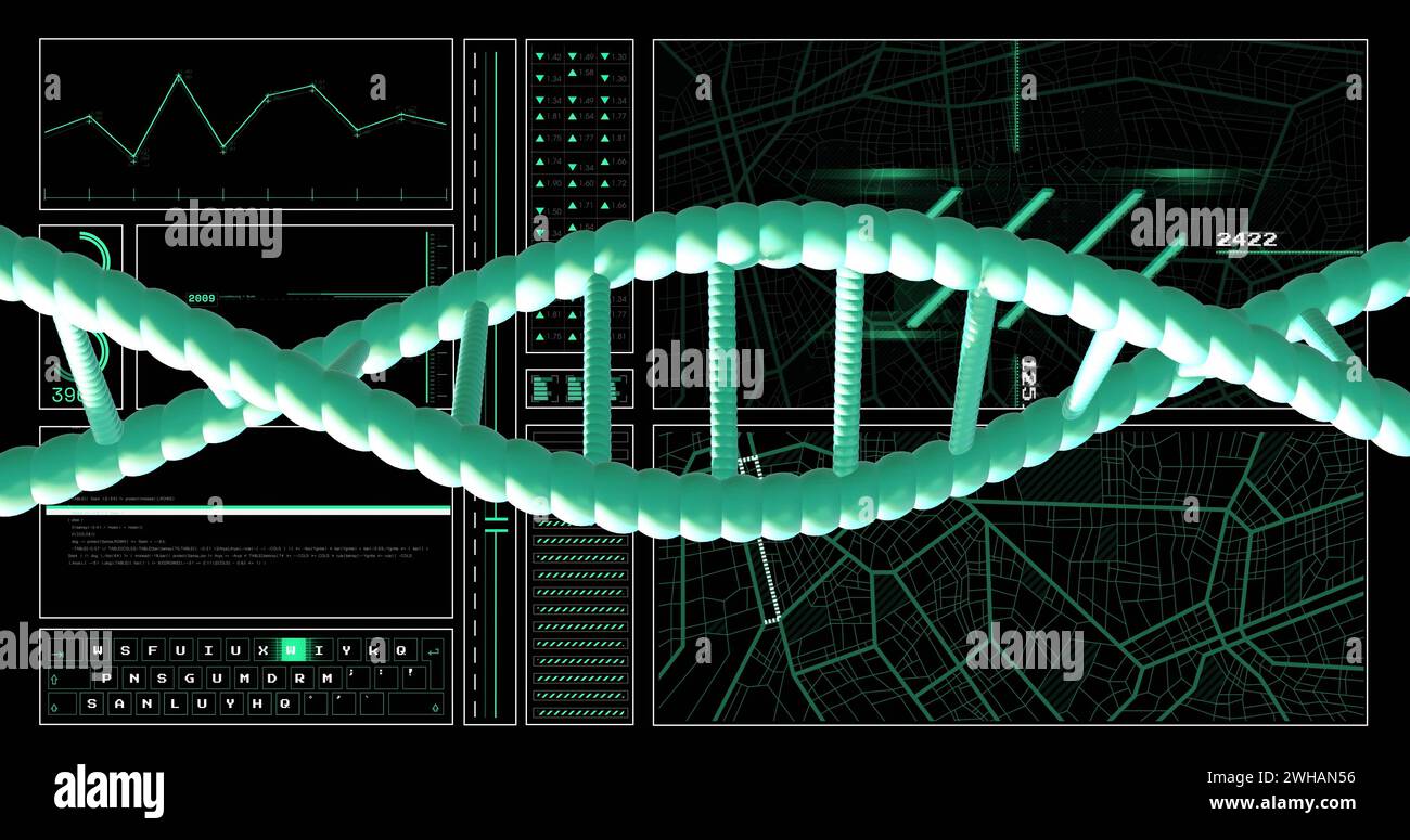 Dna strand animation over data hi-res stock photography and images - Alamy
