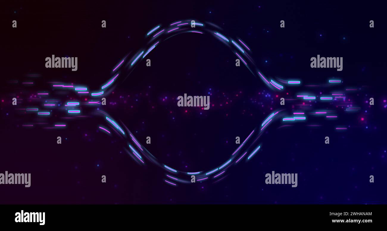 Image of glowing light trails of data transfer moving in fast motion ...