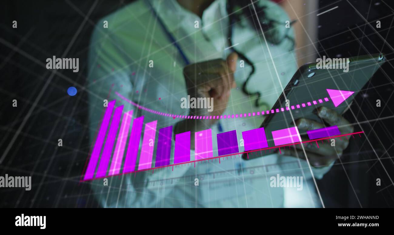 Image of data processing over african american female it engineer and ...