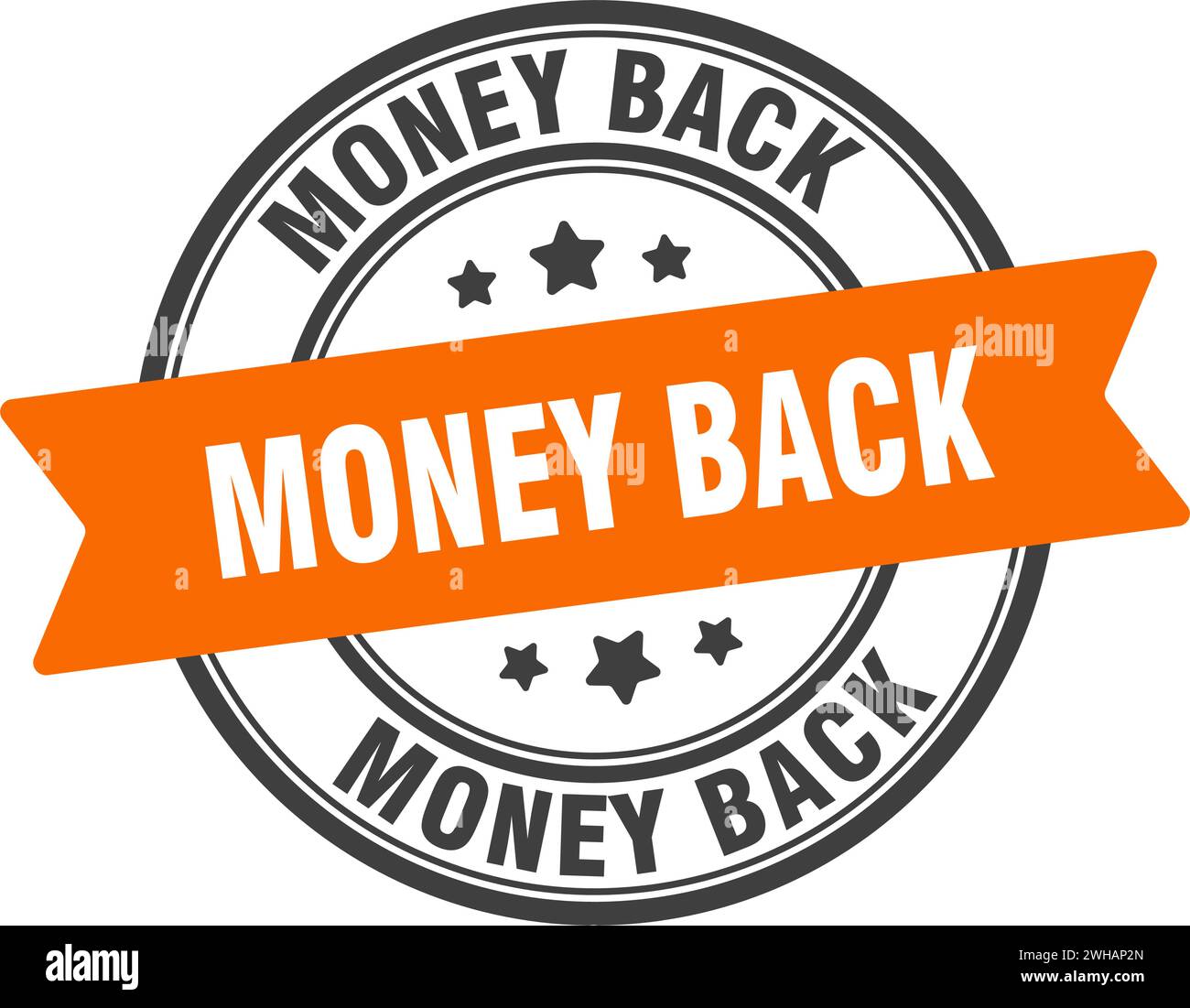 money back stamp. money back round sign. label on transparent ...