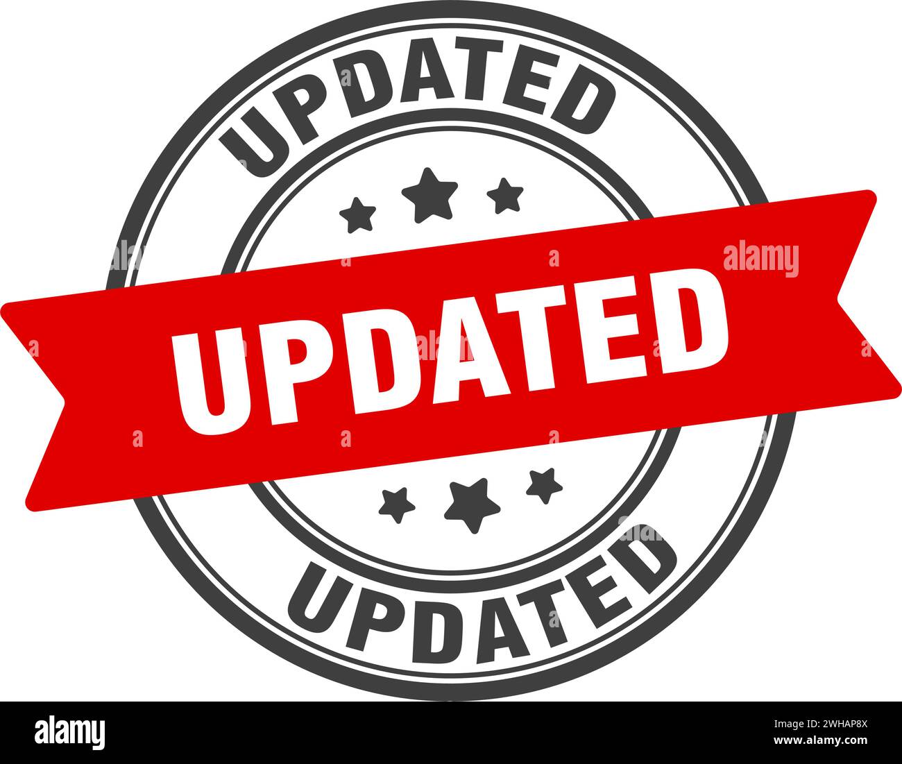 updated stamp. updated round sign. label on transparent background ...