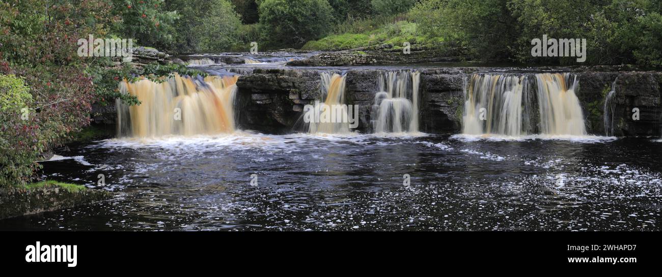 Autumn, Wain Wath Force waterfalls, River Swale, Swaledale; Yorkshire ...