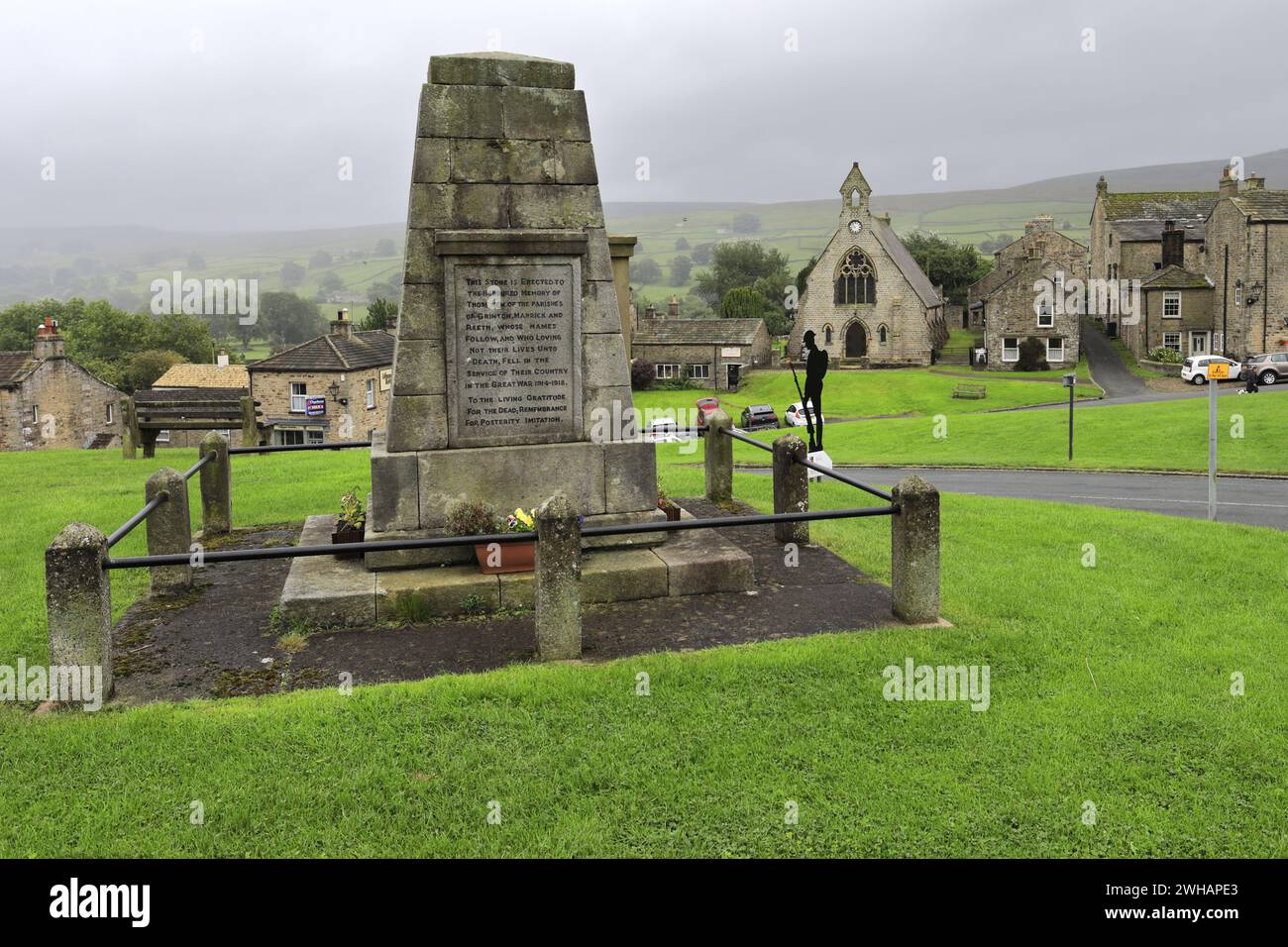 The War Memorial in the village of Reeth, Swaledale, North Yorkshire ...