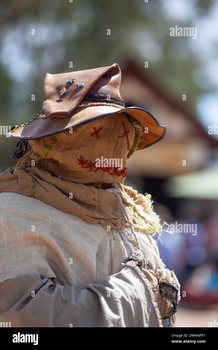 Medieval festival costume burlap sack with cross stitching vertical ...