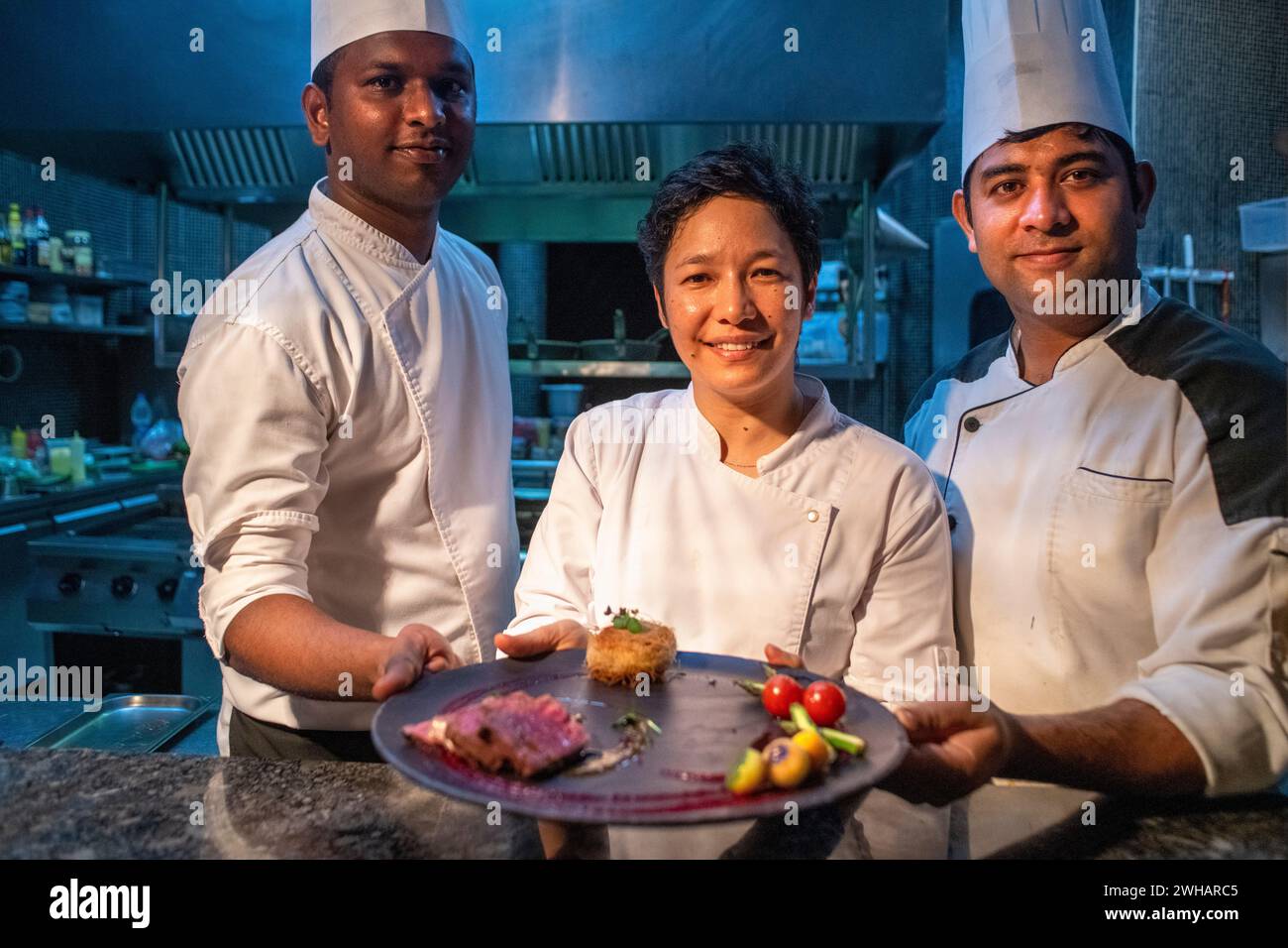 Restaurant of th the Outrigger maldives Maafushivaru luxury resort ...
