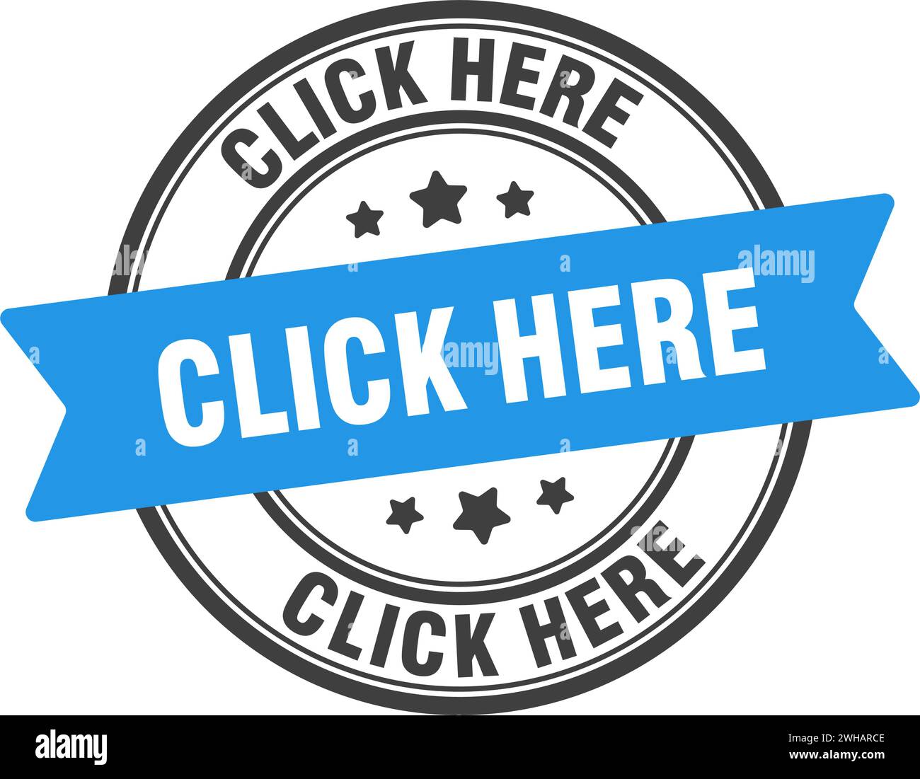 click here stamp. click here round sign. label on transparent background Stock Vector Image ...