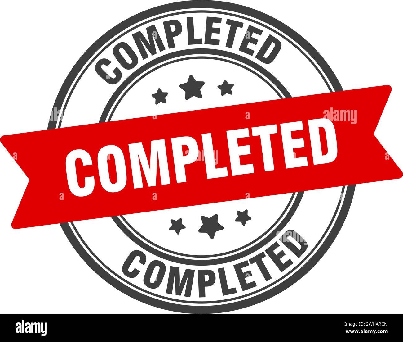 completed stamp. completed round sign. label on transparent background ...