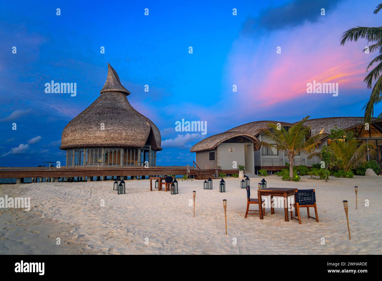 Beach of Outrigger maldives Maafushivaru luxury resort, South Ari Atoll ...