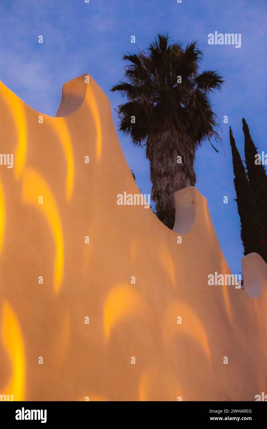 Artistic wall with palm tree in background Stock Photo - Alamy