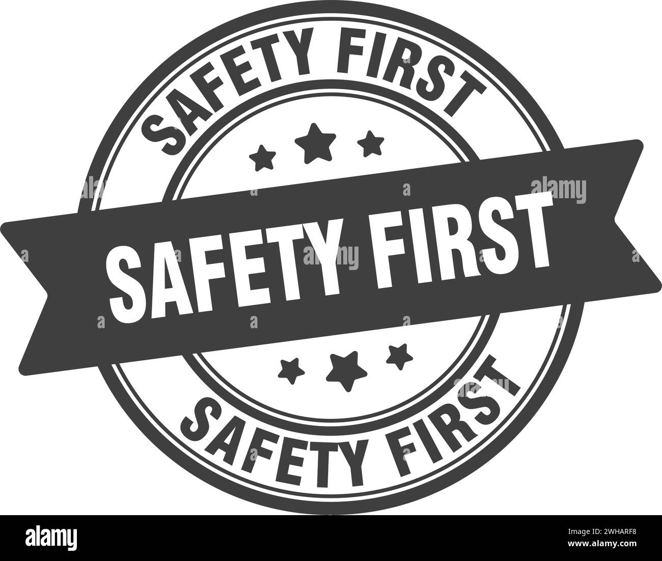 safety first stamp. safety first round sign. label on transparent ...