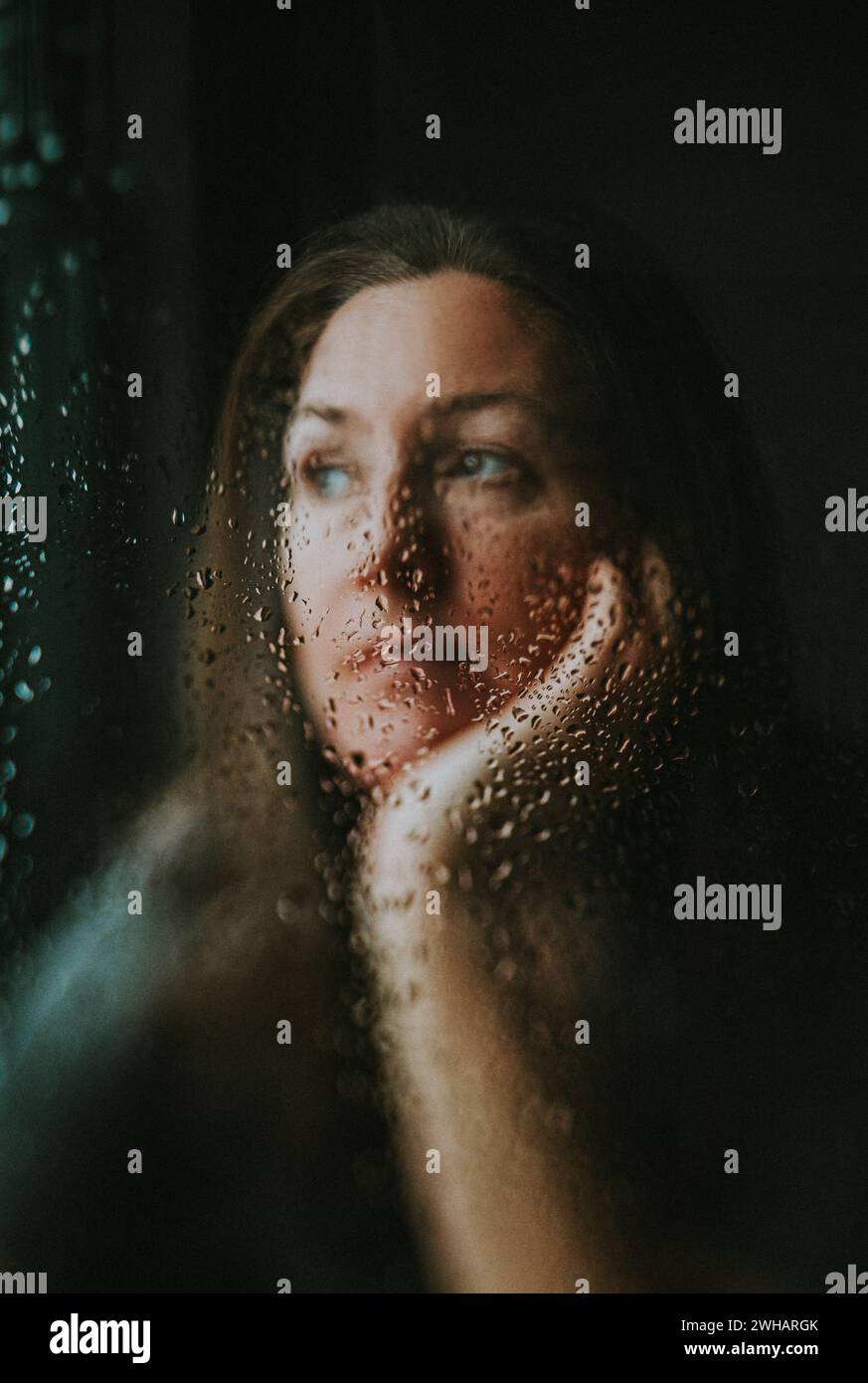 Old woman window rain hi-res stock photography and images - Alamy