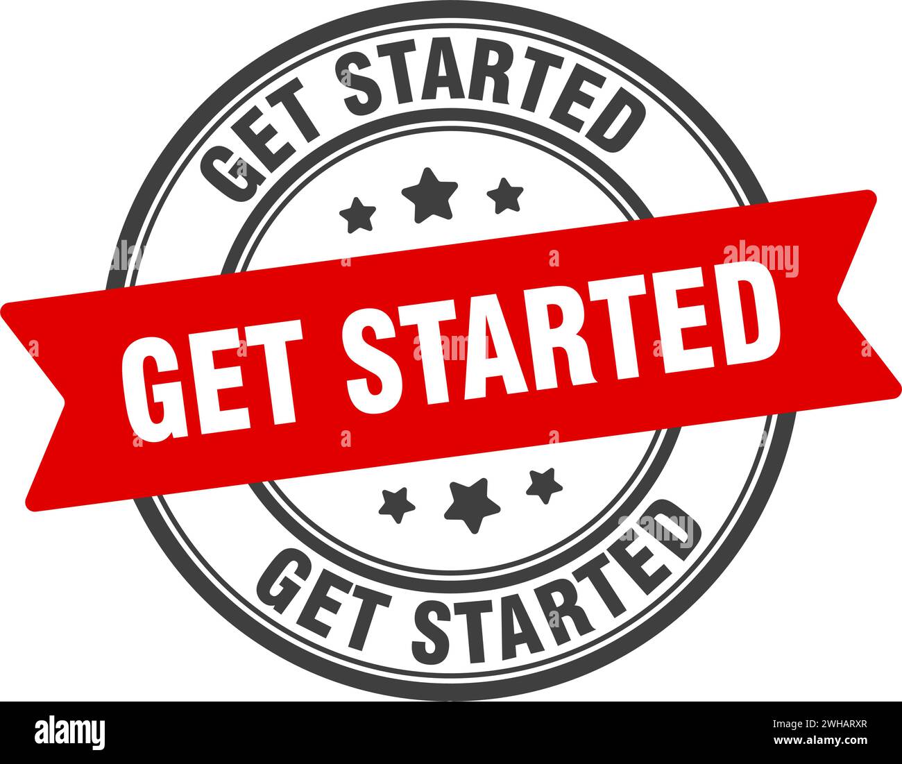 get started stamp. get started round sign. label on transparent ...