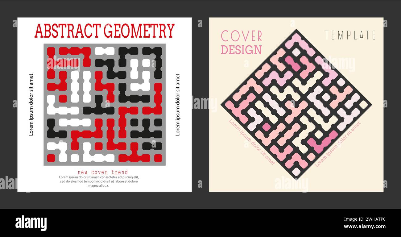 Geometric composition. A set of colored cover pages for a book, a ...