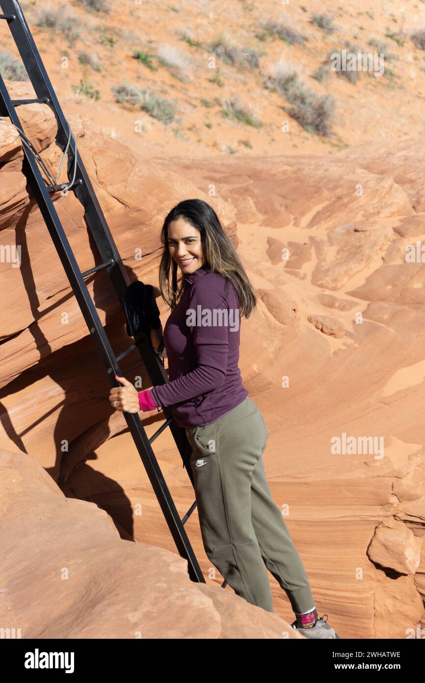 female tourist enters Antelope Canyon, Arizona Stock Photo - Alamy