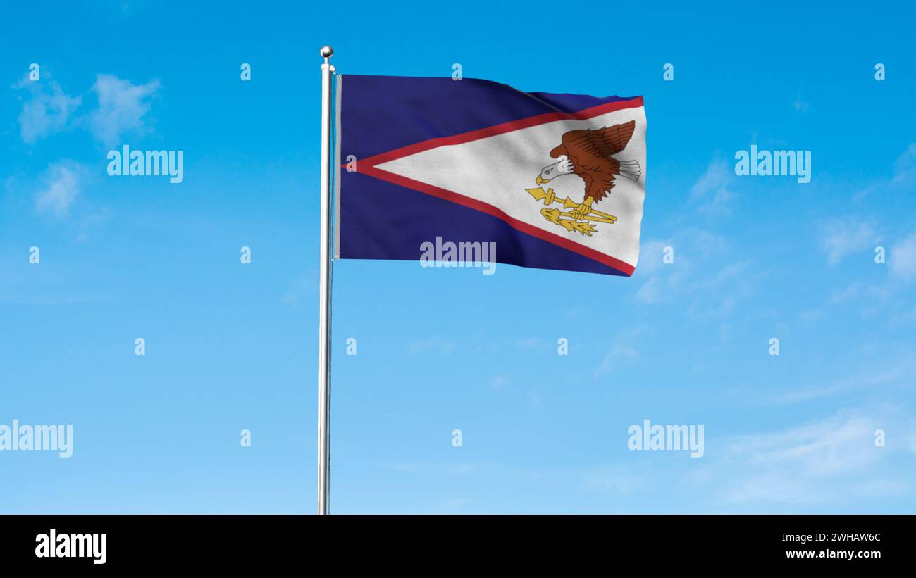High detailed flag of American Samoa. National American Samoa flag. 3D ...