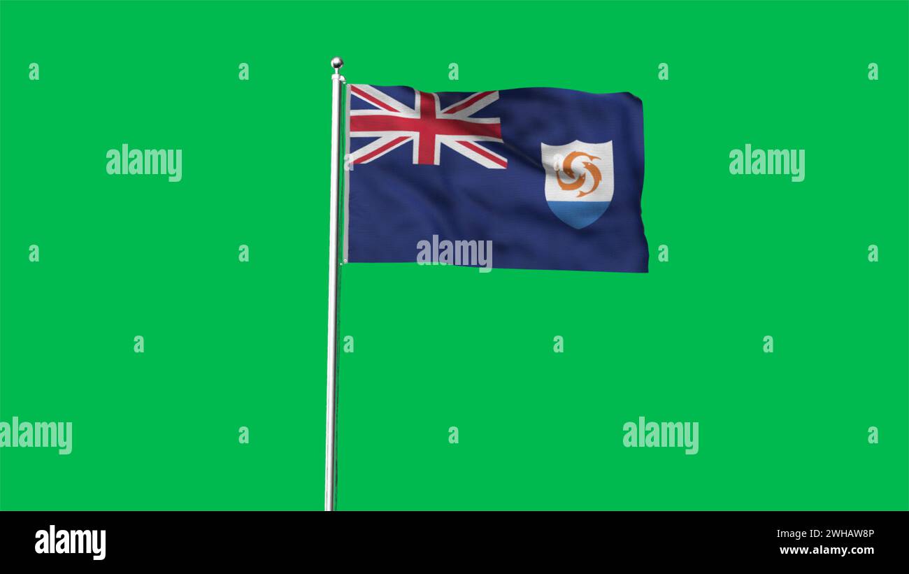 High detailed flag of Anguilla. National Anguilla flag. 3D illustration ...