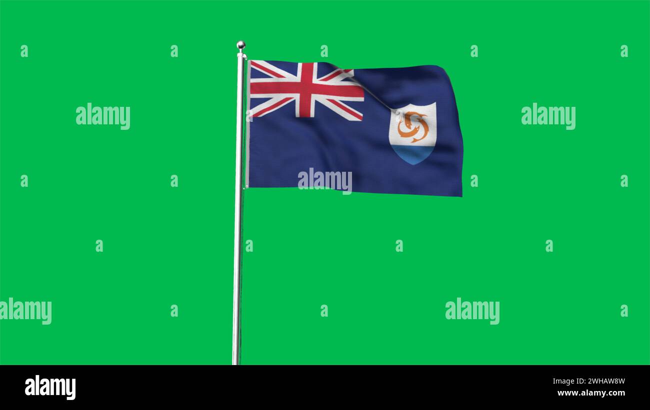 High detailed flag of Anguilla. National Anguilla flag. 3D illustration ...
